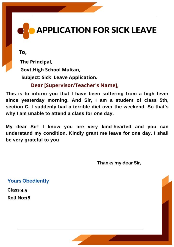12+ Brilliant Sick Leave Application For School/ College And Office ...